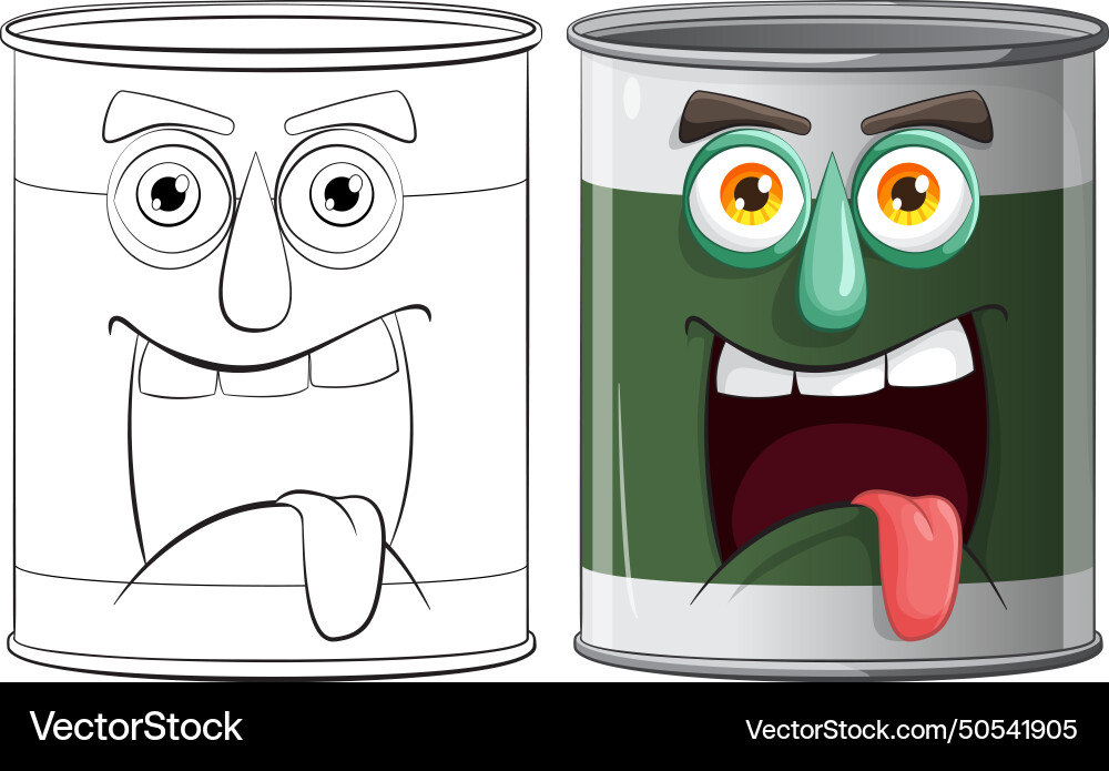 Two cartoon cans showing different emotions Vector Image