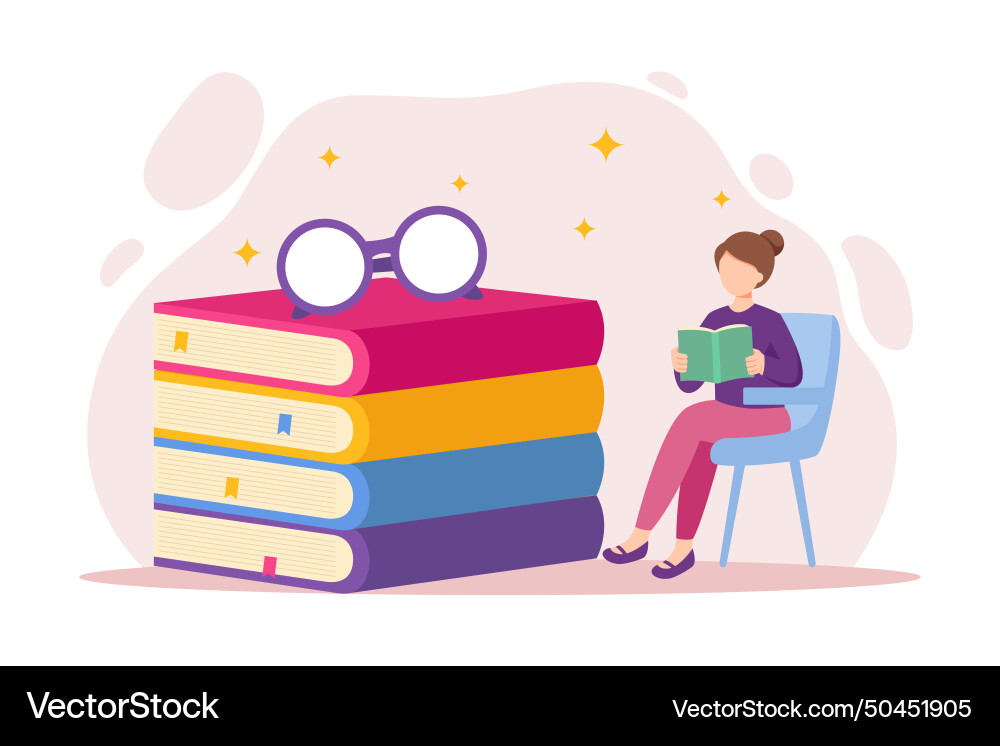 World book day flat design Royalty Free Vector Image