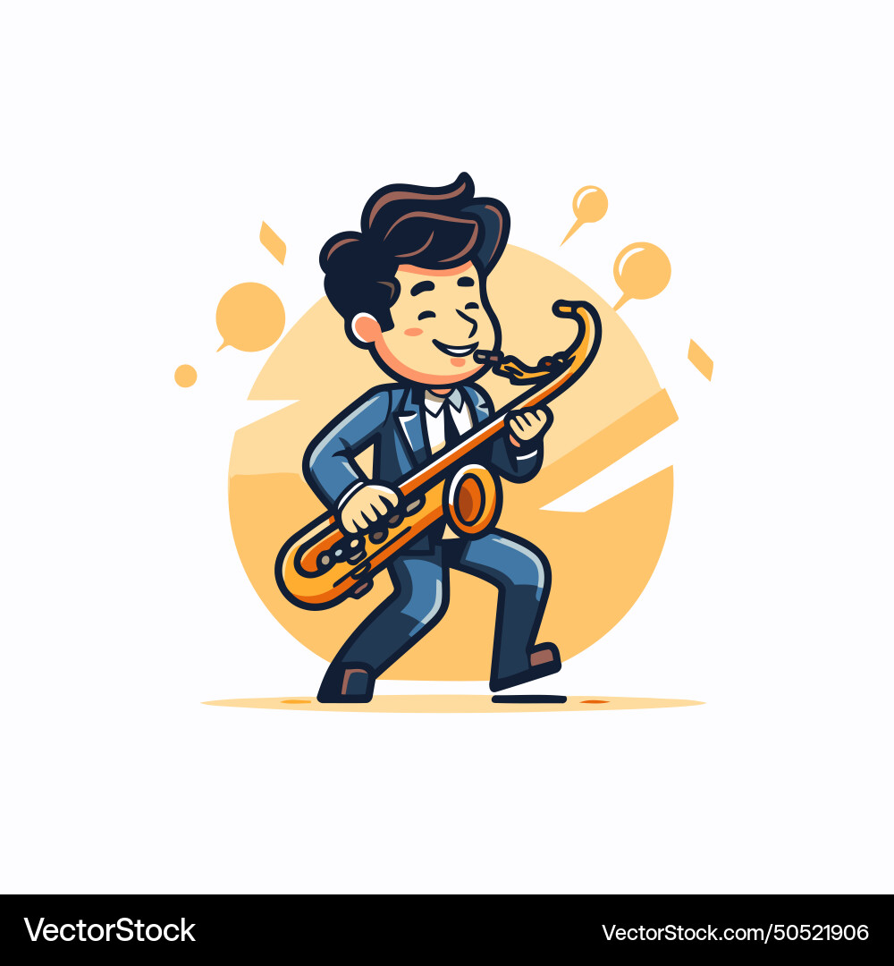 A man playing the saxophone cartoon style Vector Image