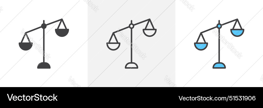 Balance scale icon set justice equal integrity Vector Image