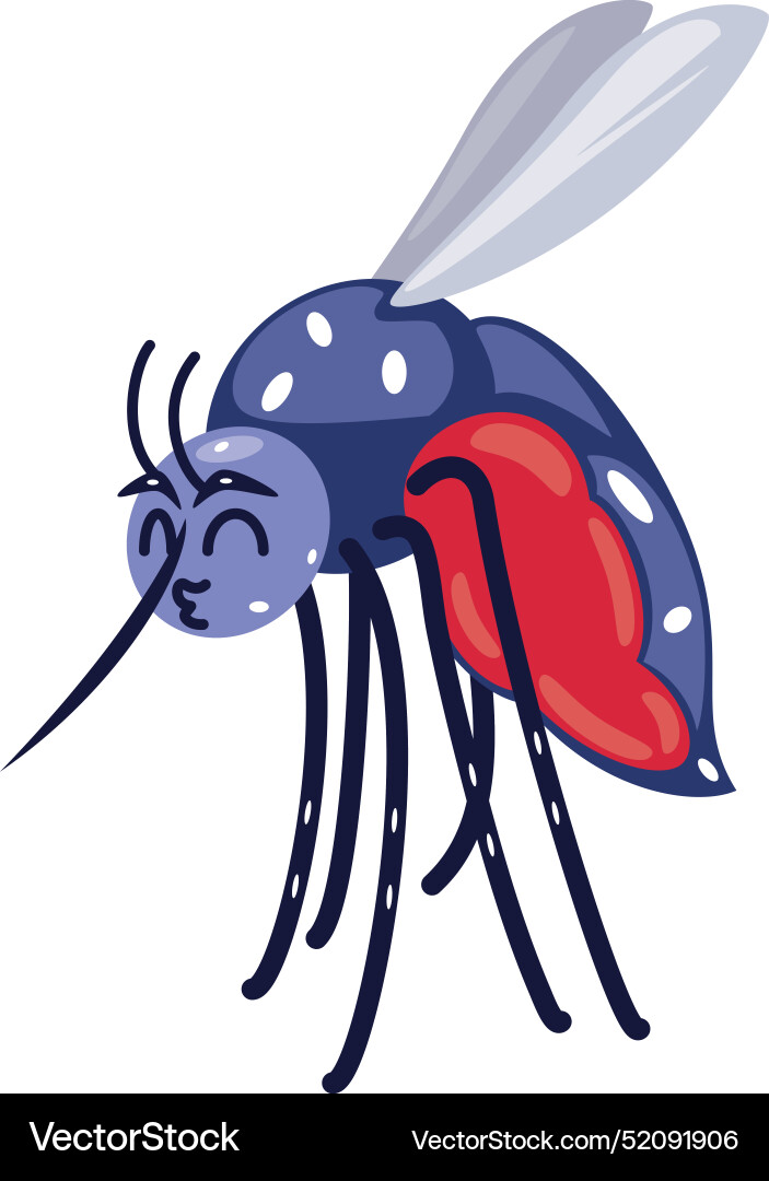 Cartoon mosquito aedes egyptian Royalty Free Vector Image