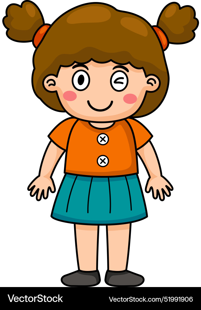 Cute little kid girl standing Royalty Free Vector Image