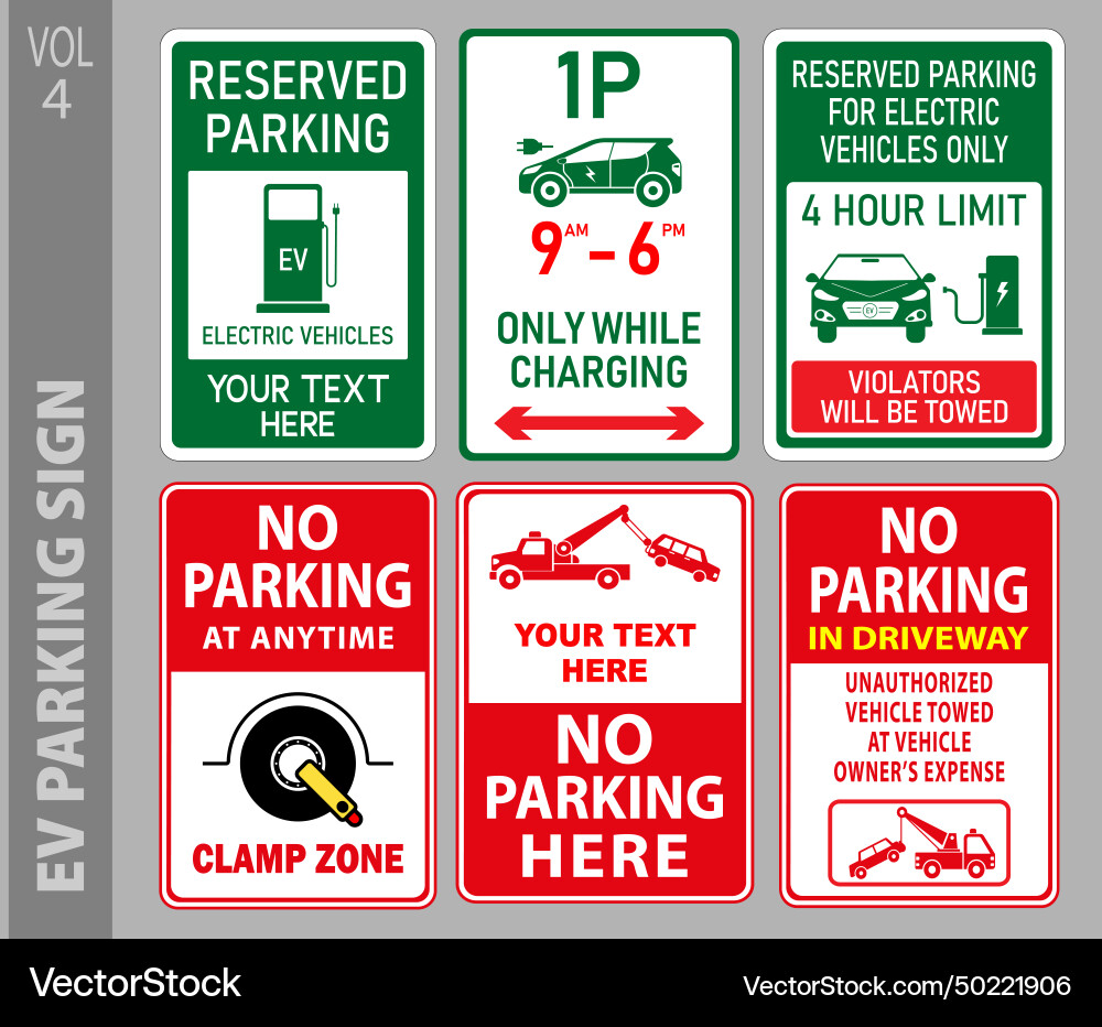 Electric Vehicle Charging Signs Royalty Free Vector Image