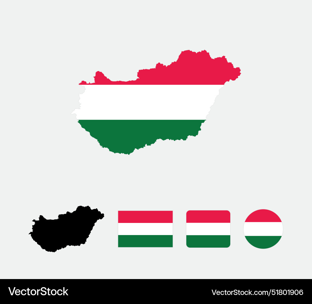 Hungary flag set of flags Royalty Free Vector Image