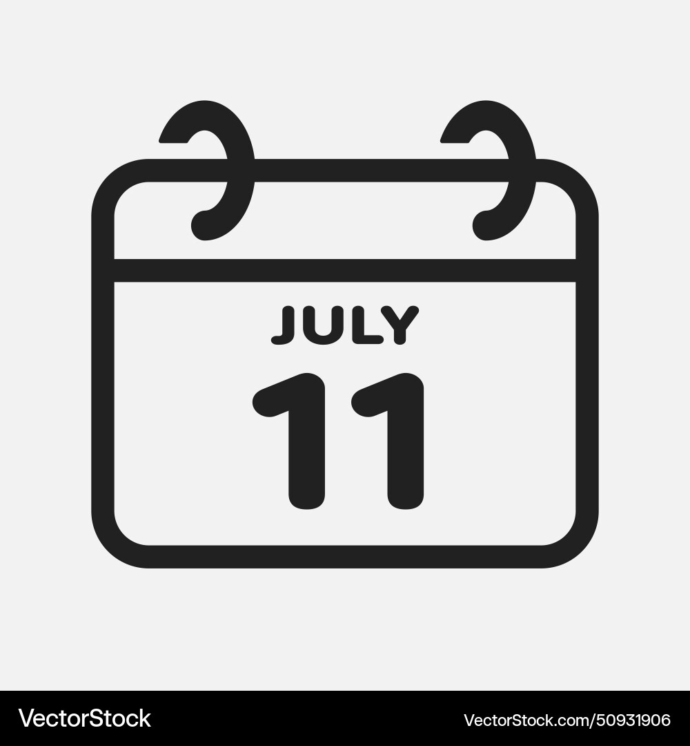 Icon page calendar day - 11 july Royalty Free Vector Image