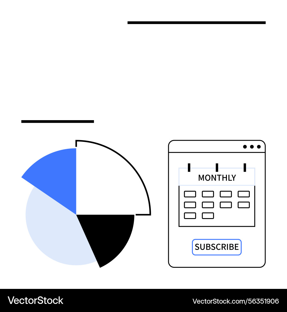 Monthly subscription concept with pie chart Vector Image