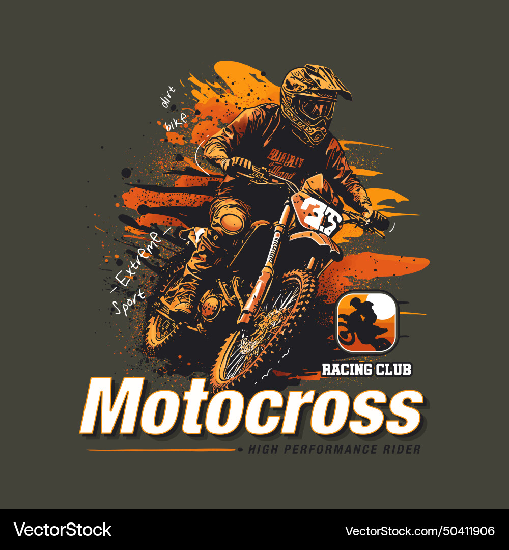 Motocross rider on a motorcycle Royalty Free Vector Image