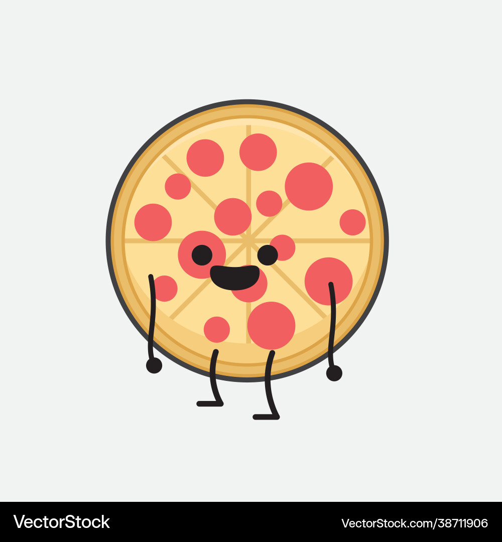 Pizza character with cute face and simple body Vector Image