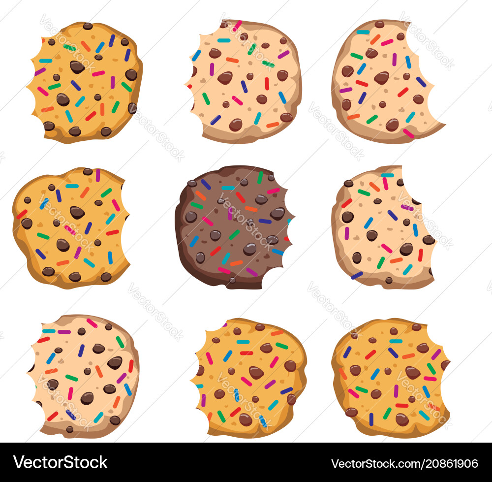 Set of chocolate chip cookies Royalty Free Vector Image
