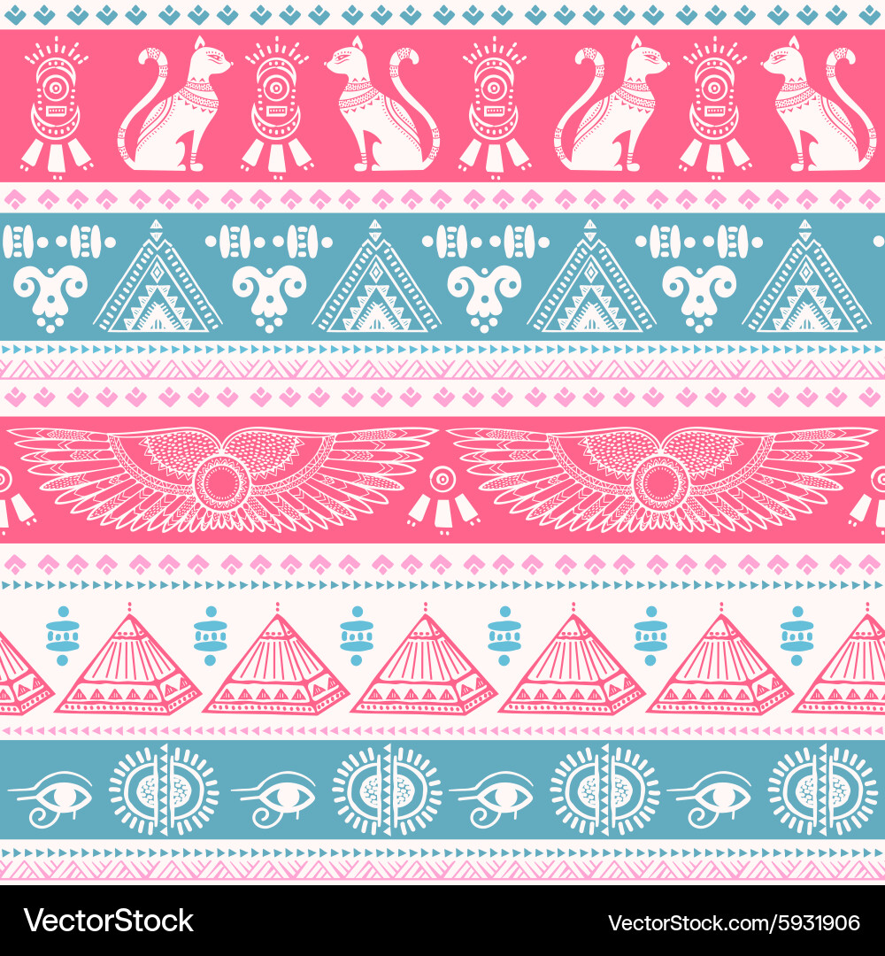 Tribal ethnic seamless pattern with egypt symbols Vector Image