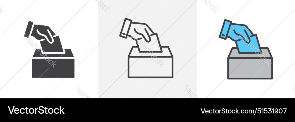 Ballot icon set democracy election vote box Vector Image