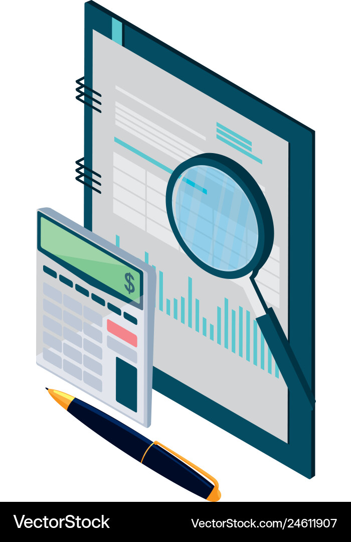 Calculator math with notepad Royalty Free Vector Image