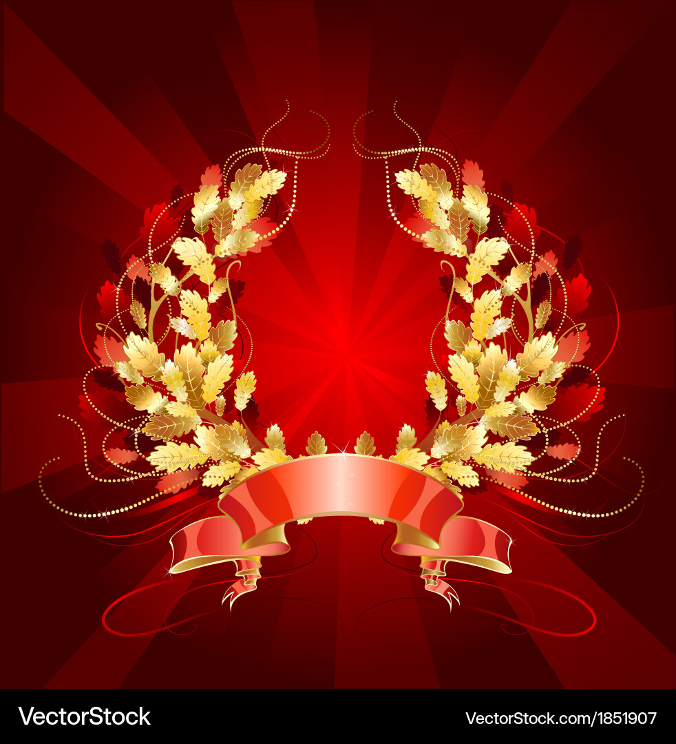 Golden oak wreath Royalty Free Vector Image - VectorStock