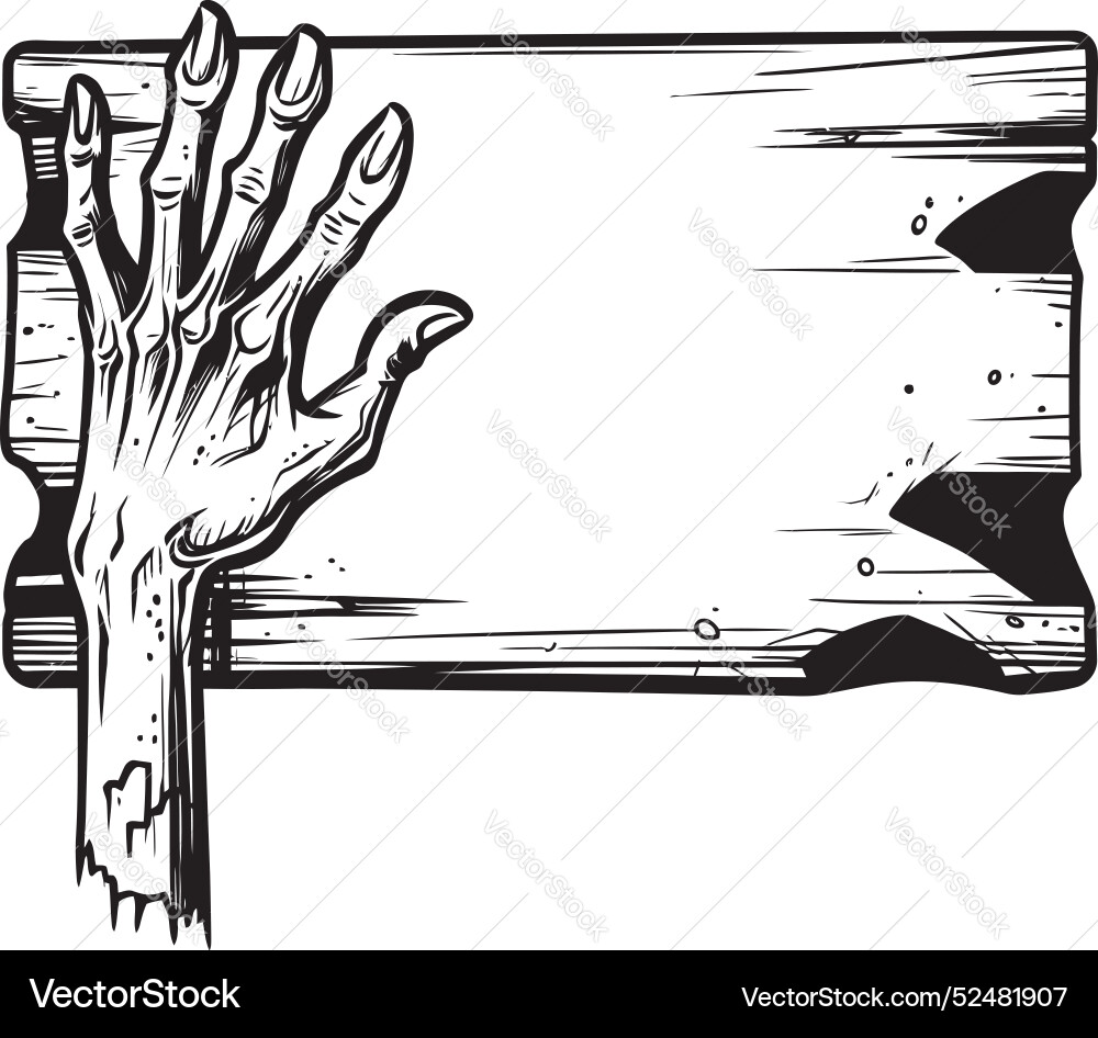 Malevolent message zombie hand signboard logo Vector Image