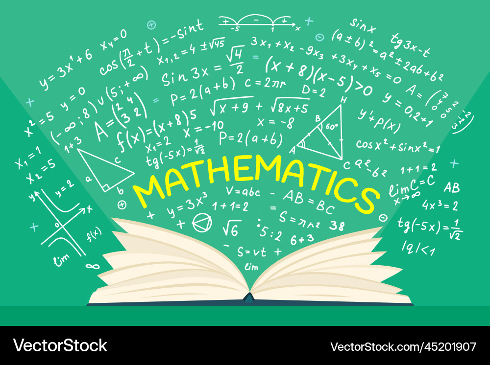 Mathematics education math formula doodle book Vector Image