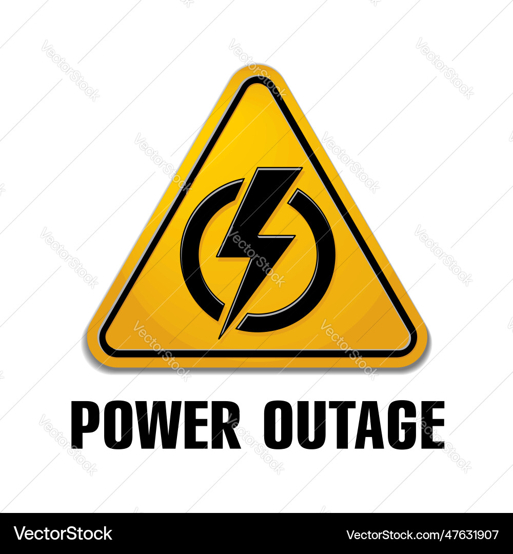 Power Outage Warning Sign Royalty Free Vector Image