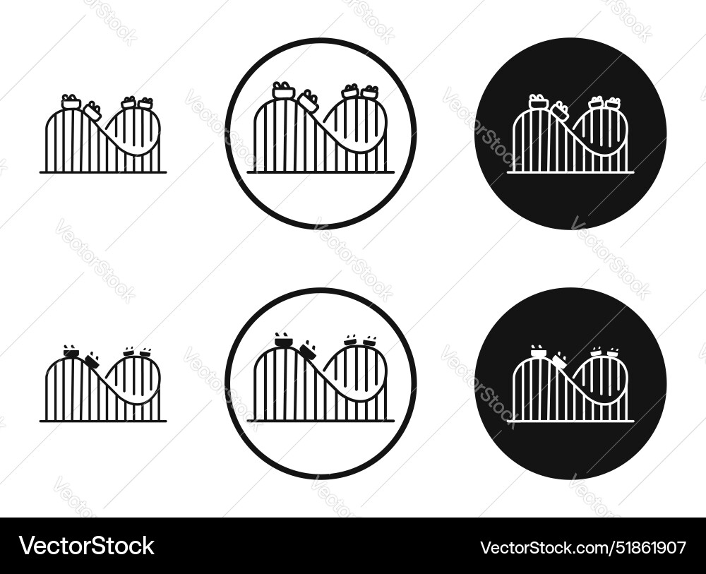 Roller coaster icon set in black and white Vector Image