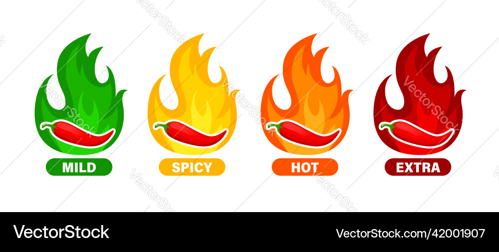Spicy Chili Level Labels Royalty Free Vector Image
