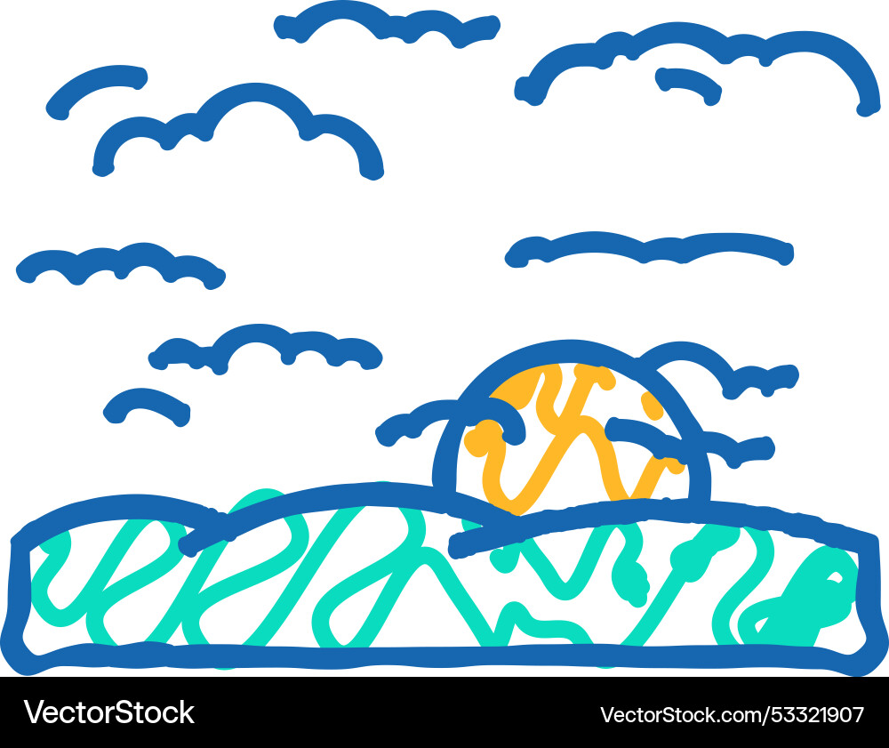 Sun sunset summer sunlight icon doodle Royalty Free Vector