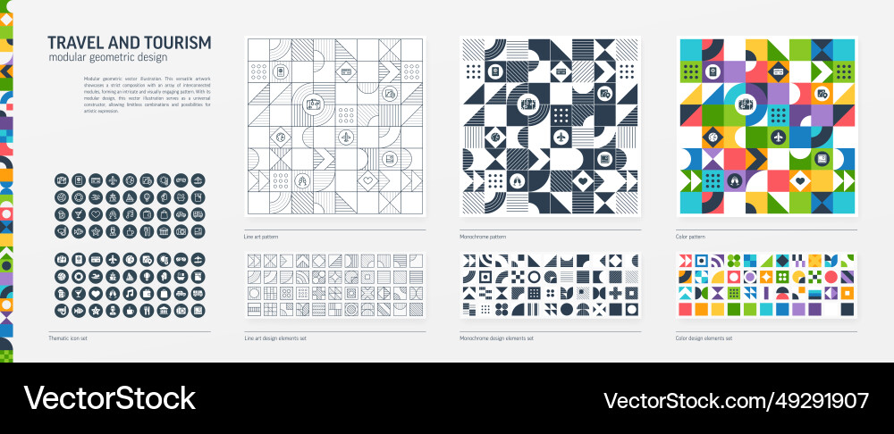 Travel tourism modular geometric design thin Vector Image
