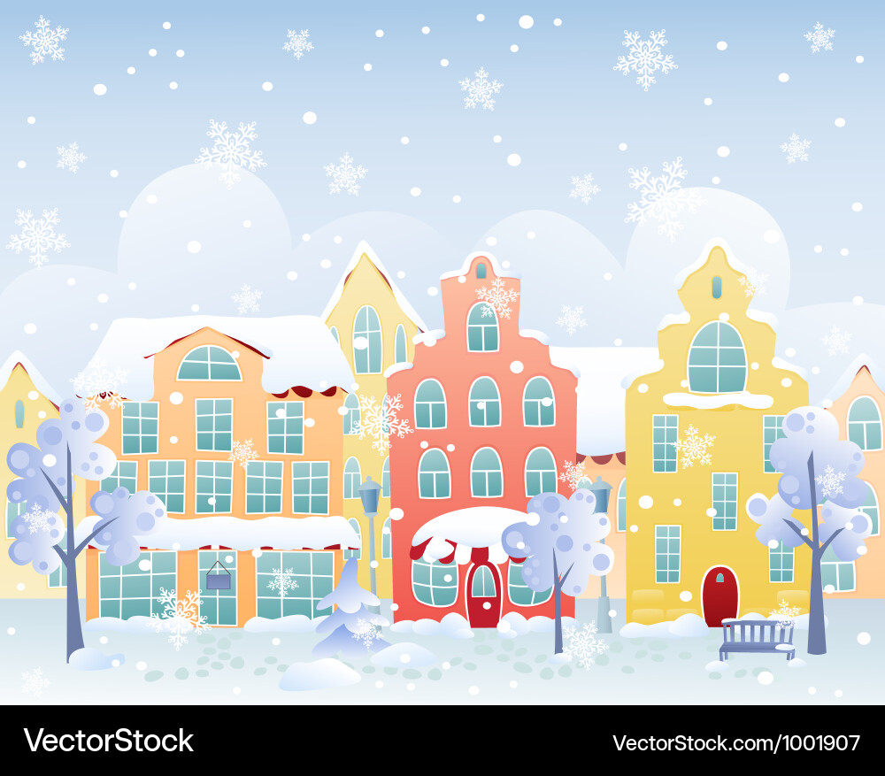 Winter street Royalty Free Vector Image - VectorStock