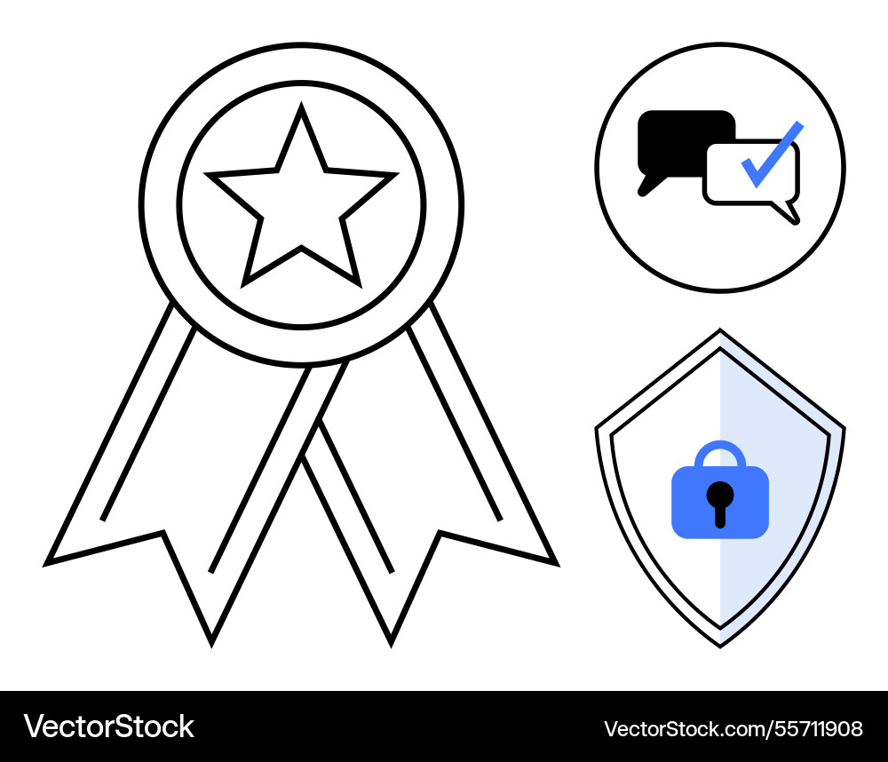 Award ribbon chat verification and security Vector Image