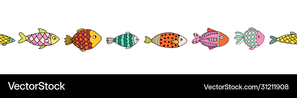 Cute Fish Border - Colorful & Fun Royalty Free Vector