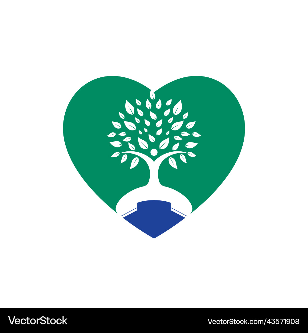 Handset and human tree with heart logo design Vector Image