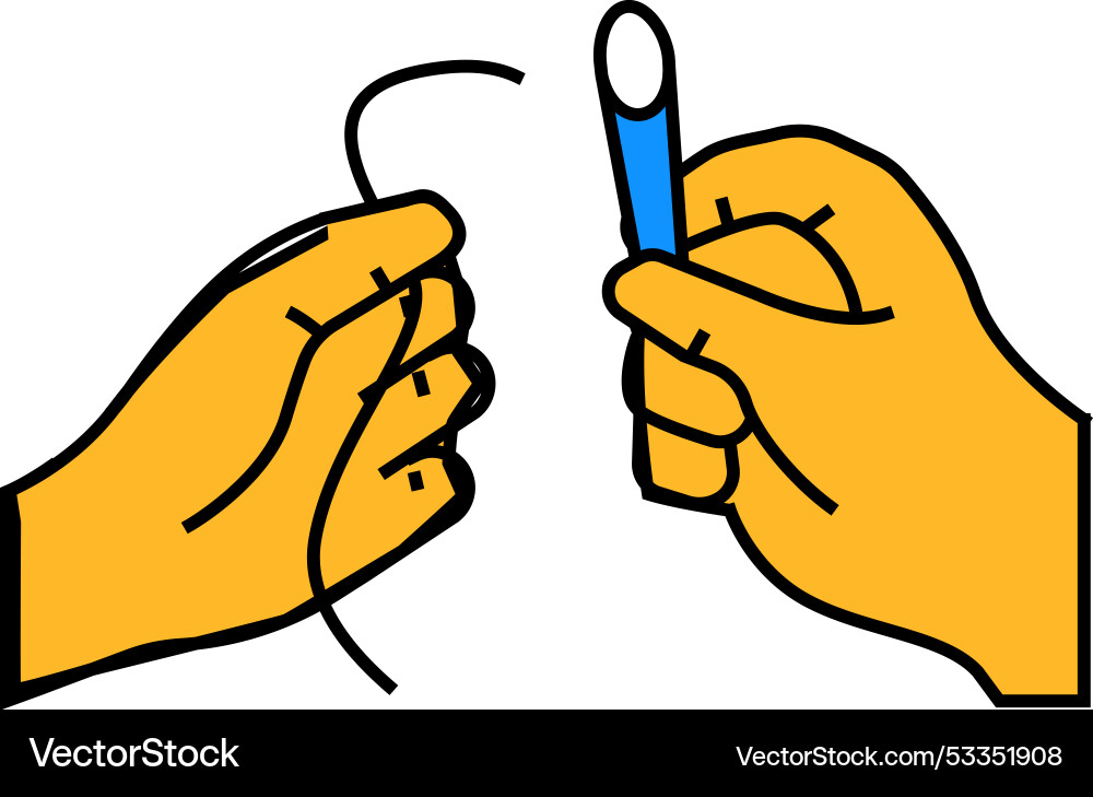 Insert thread into needle icon color Royalty Free Vector