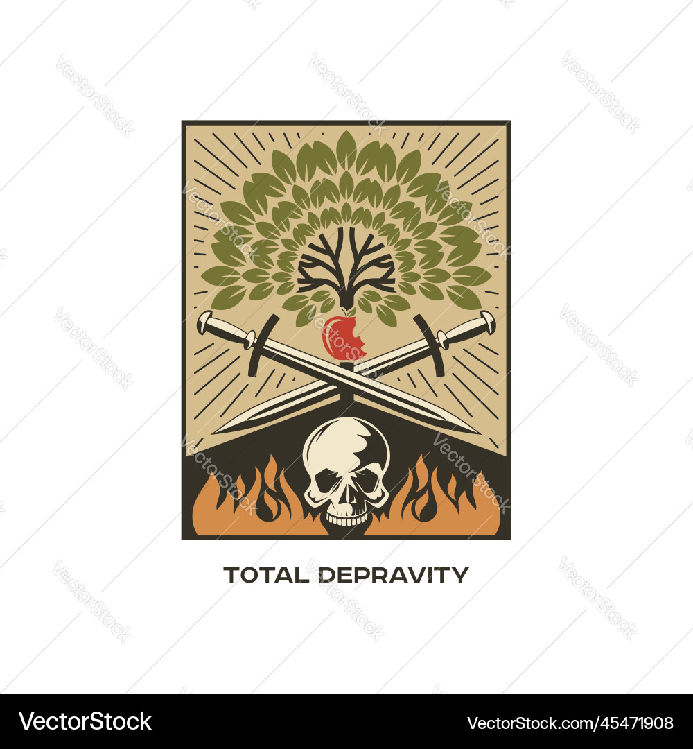 John calvins tulip total depravity Royalty Free Vector Image