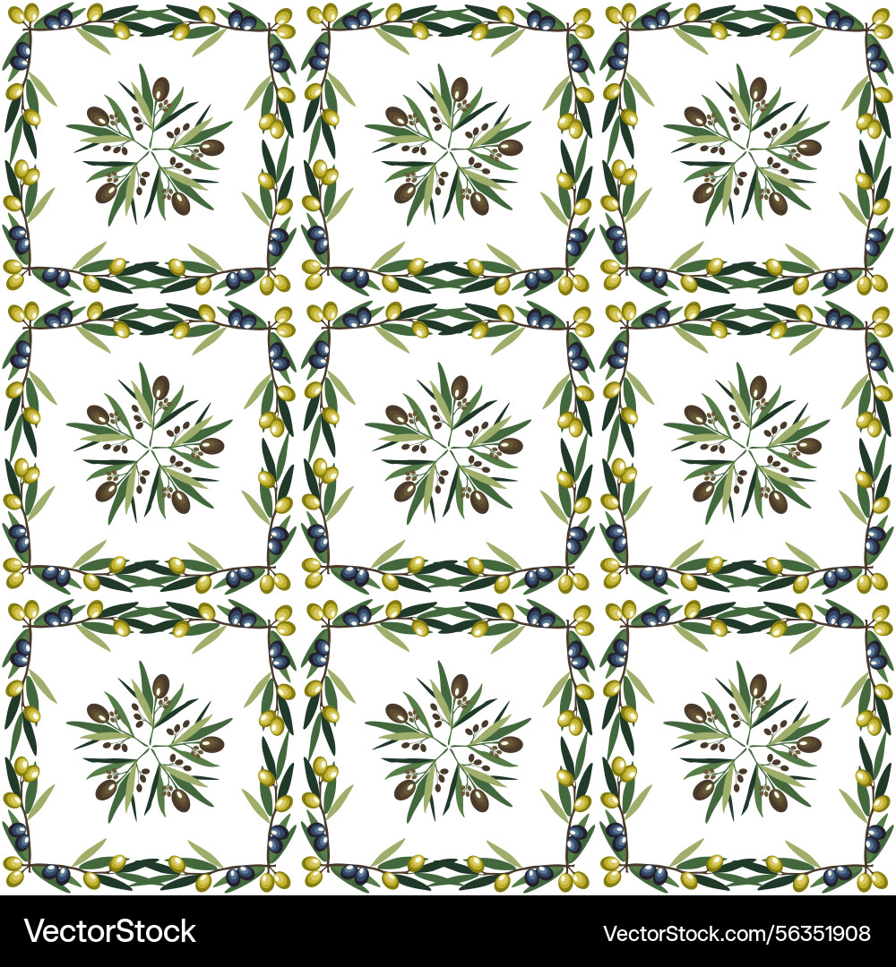 Mediterranean seamless pattern with olive branches