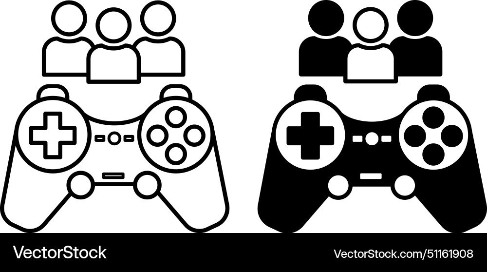 Multiplayer icons black and white of game Vector Image