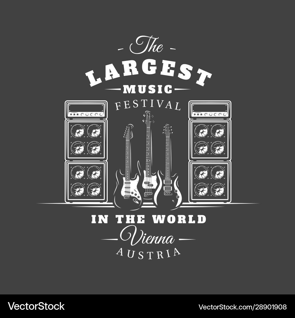 Music label isolated on black background Vector Image