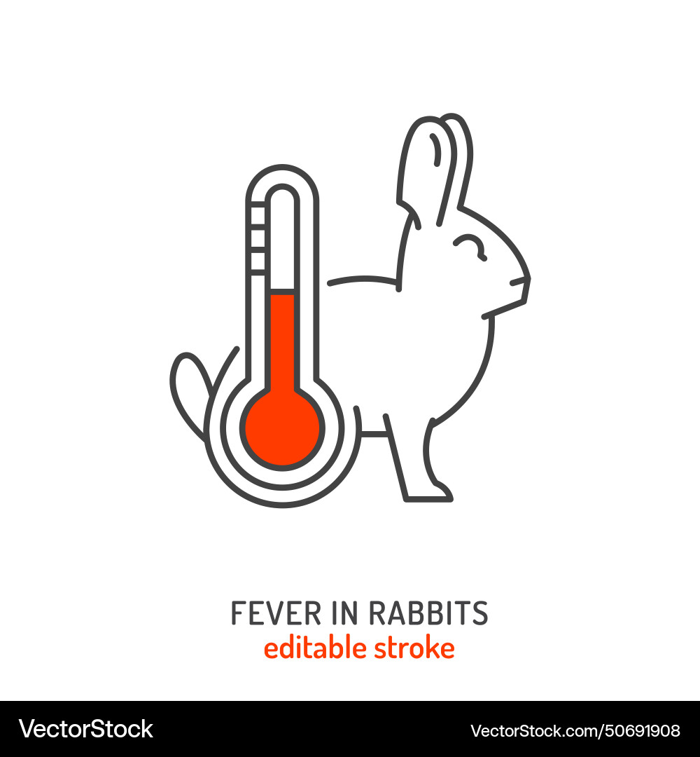 Rabbit sickness and fever icon hyperthermia Vector Image
