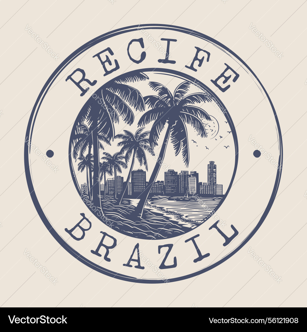 Recife brazil stamp city postmark Royalty Free Vector Image