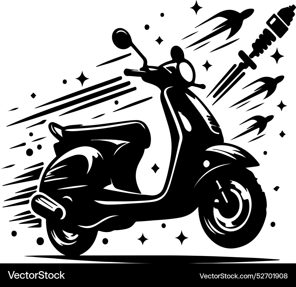 Scooter silhouette delivery service Royalty Free Vector
