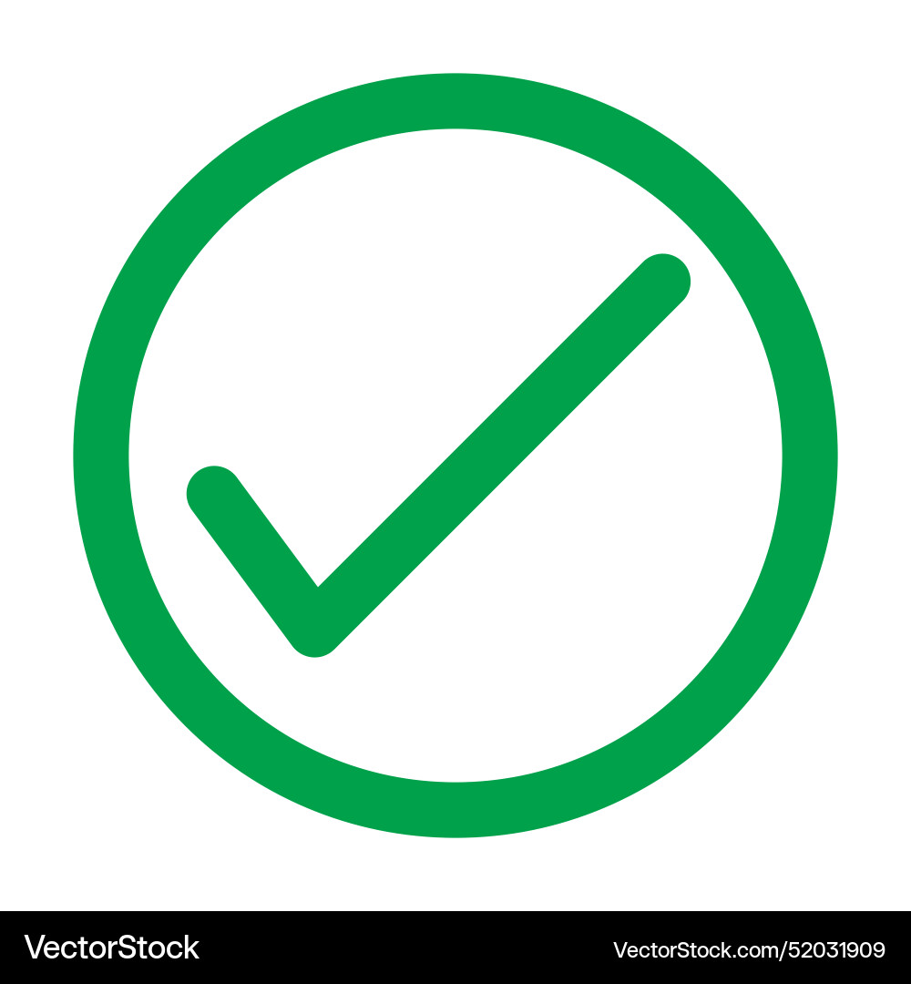 Check sign linear logo mark in black and white Vector Image