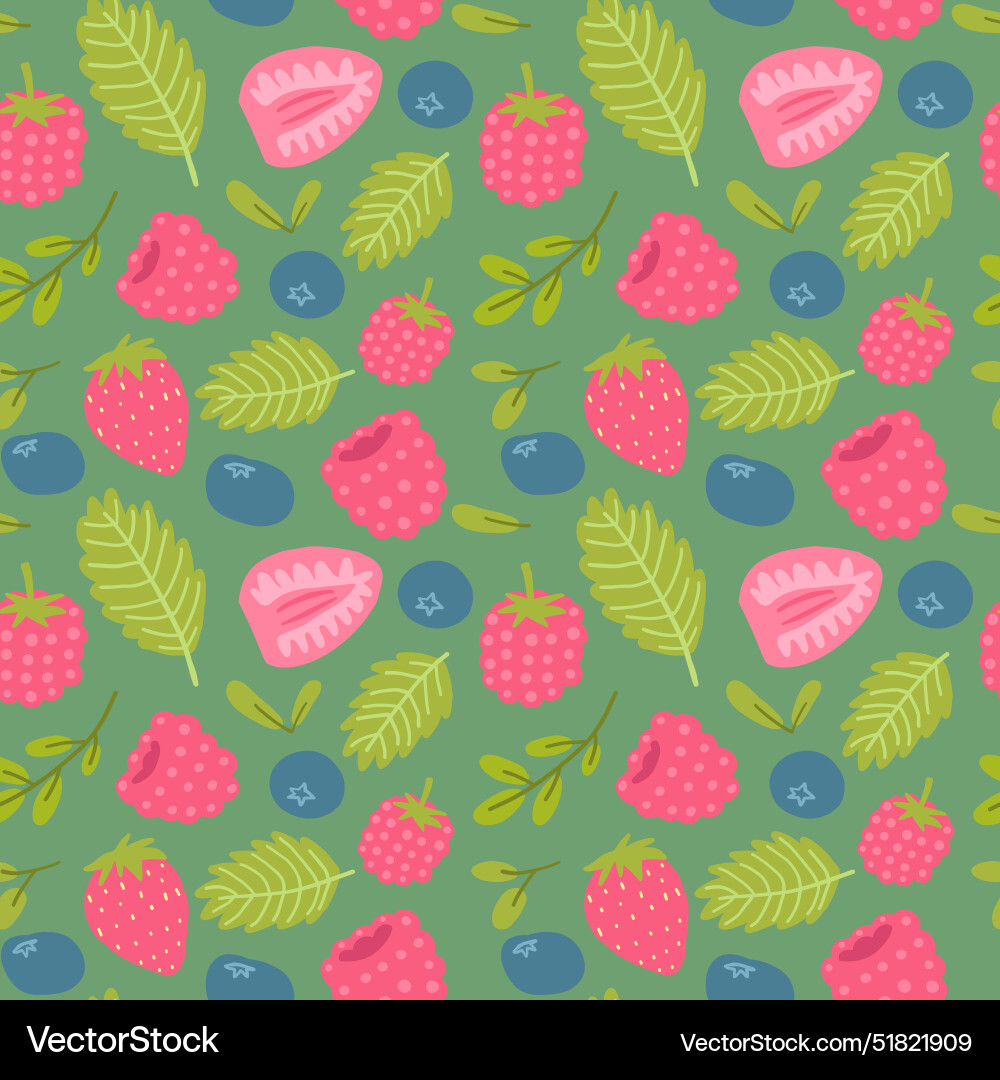 Colorful berry pattern with strawberries Vector Image