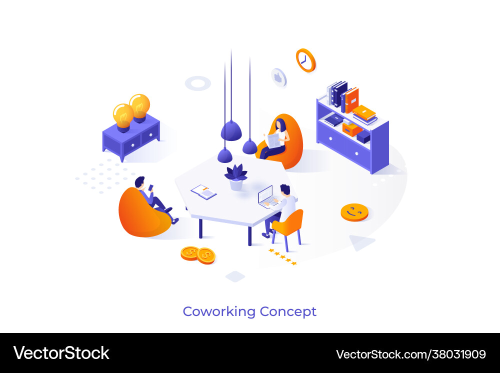 Isometric Coworking Space Royalty Free Vector Image