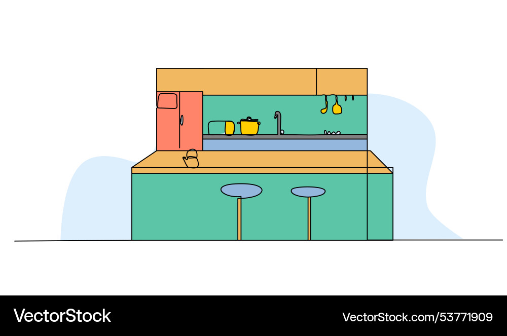 Kitchen interior modern flat Royalty Free Vector Image