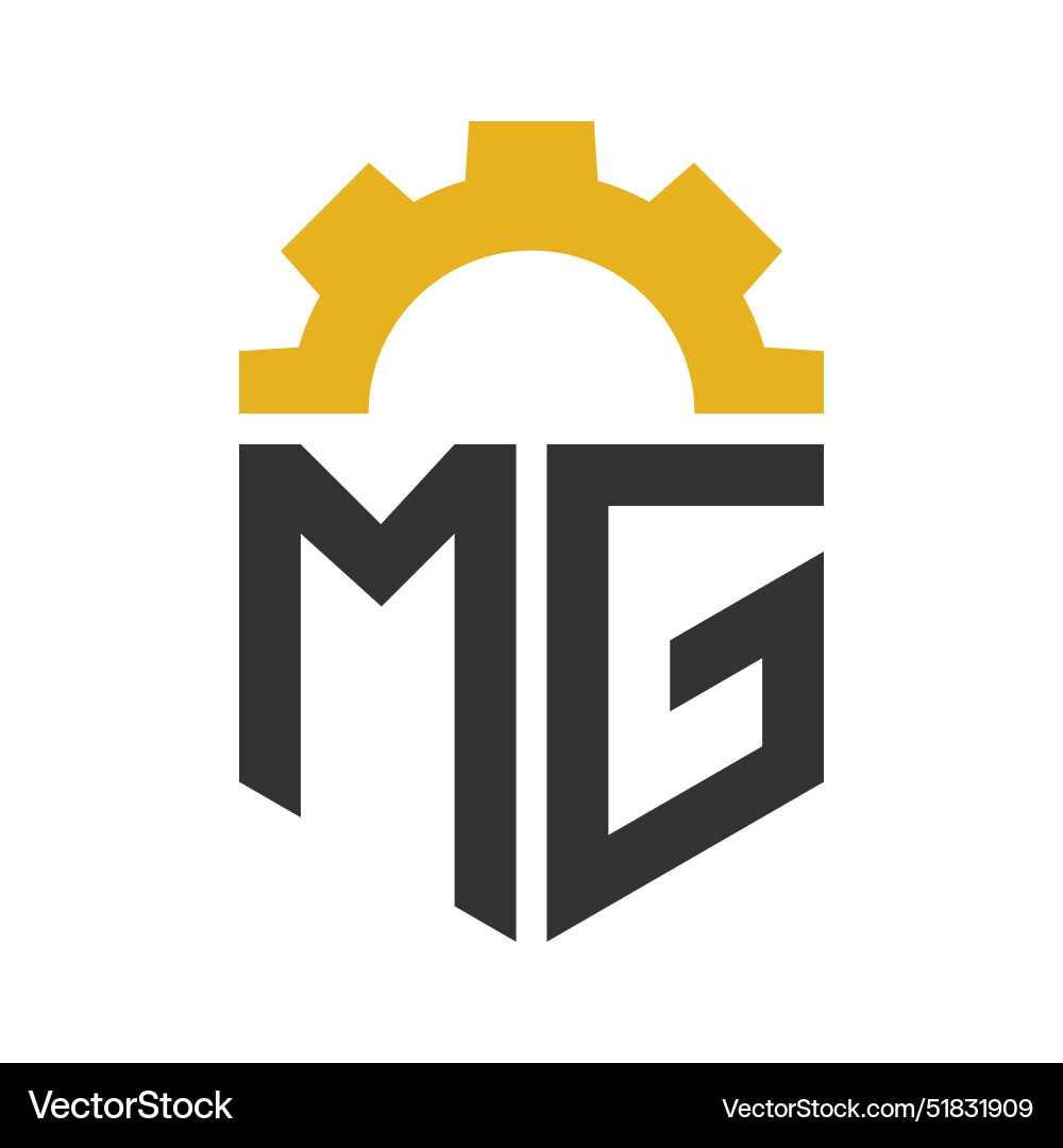 Letter mg gear logo design for service center Vector Image