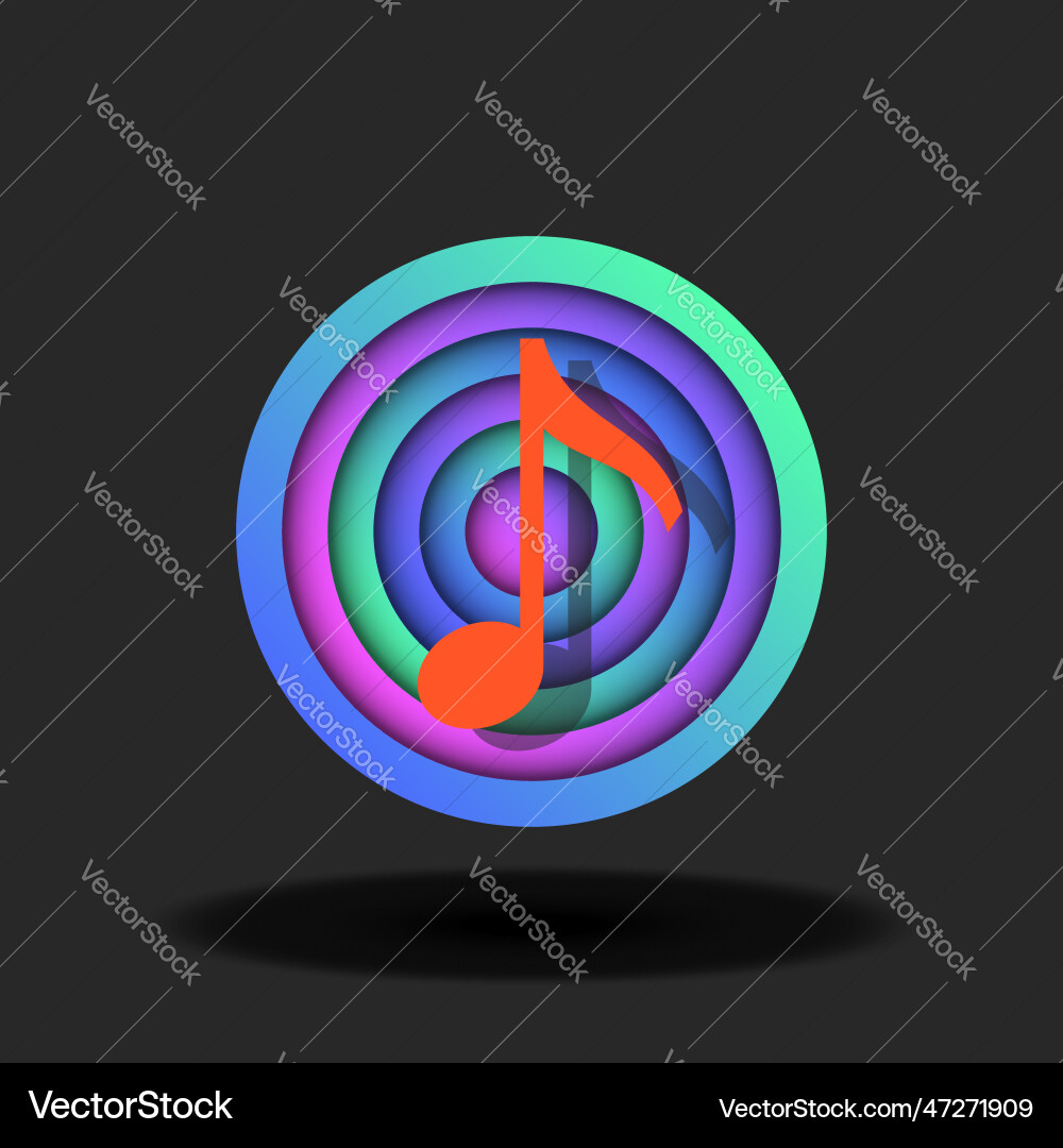 Music logo 3d round shape musical note symbol Vector Image