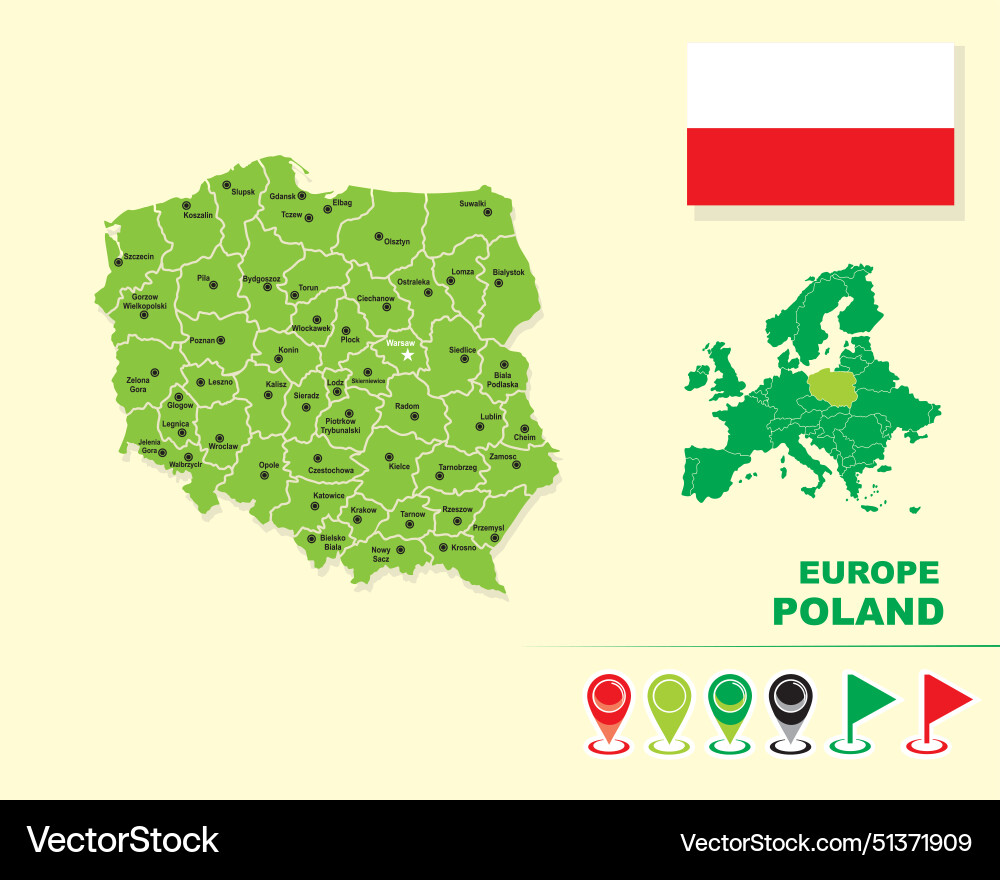 Poland map Royalty Free Vector Image - VectorStock