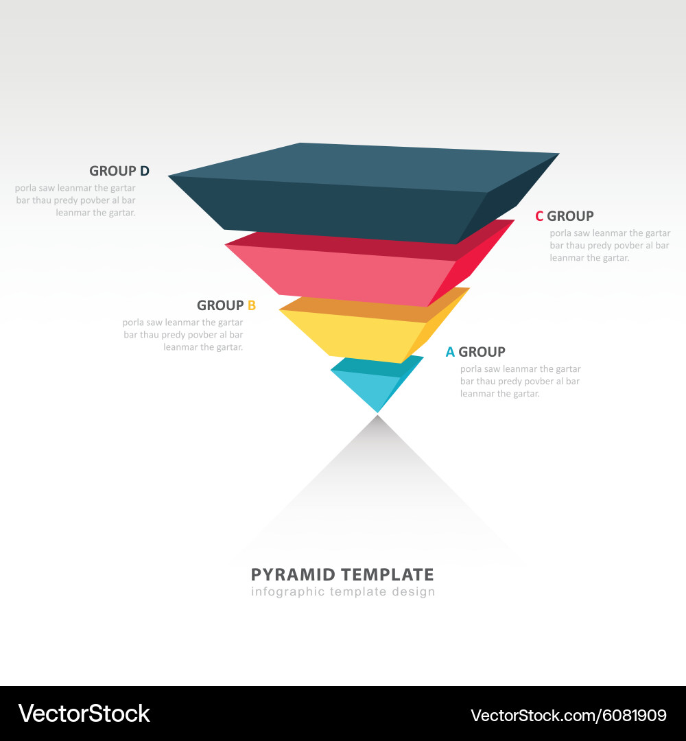 Pyramid upside down infographic template Vector Image