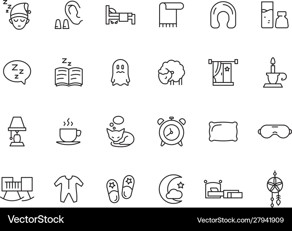 Sleeping symbols relax rest simple icons bed Vector Image