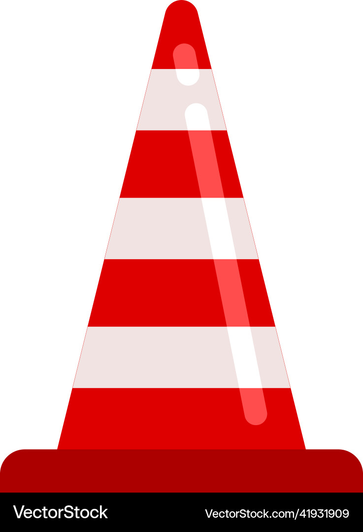 Traffic cone icon red stripes safety pylon Vector Image