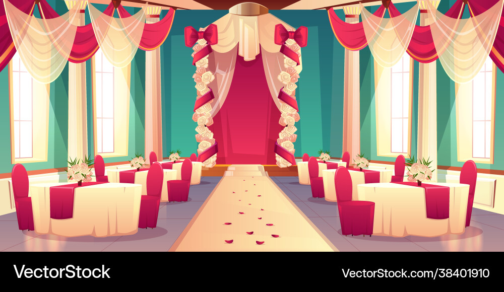 Banquet hall ready for wedding ceremony Royalty Free Vector