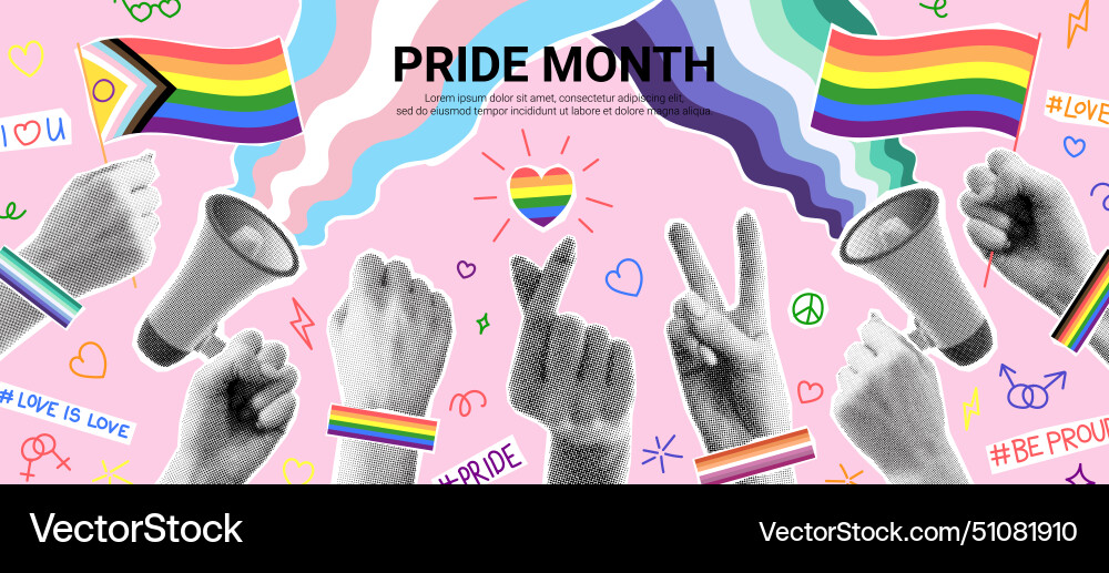 Bright collage for pride month events Royalty Free Vector