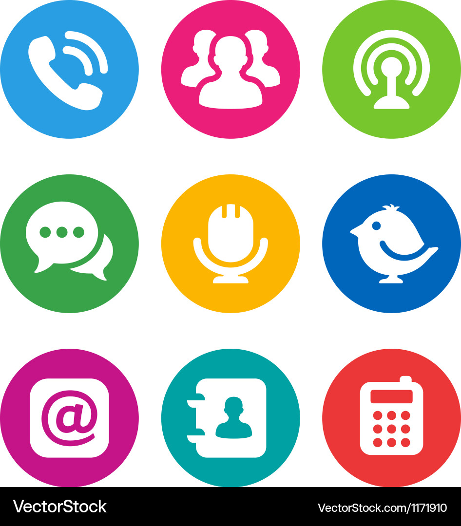 Color communication icons Royalty Free Vector Image