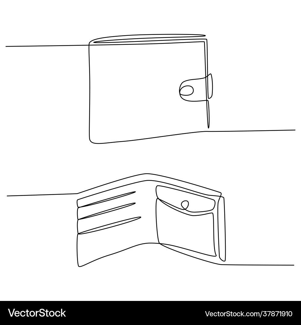 Continuous line drawing wallet Royalty Free Vector Image